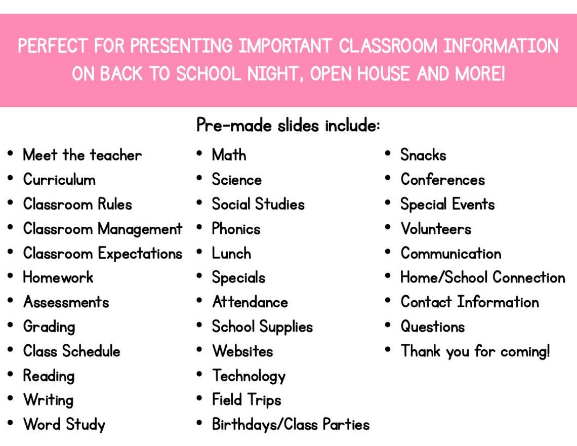 Editable Back to School Night Powerpoint Presentation | Meet the ...