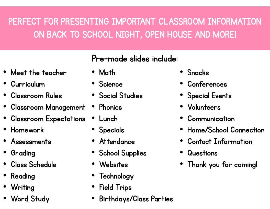 Editable Back to School Night Powerpoint Presentation | Meet the ...