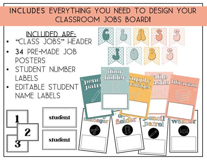 Pastel Student Classroom Jobs Posters | Pastel Paradise - Etsy