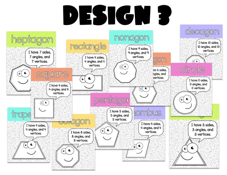 2D Shape / Plane Shape Posters | Colorful - Etsy