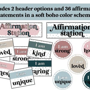Affirmation Station Header and Cards | Boho Bliss - Etsy