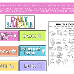 EDITABLE Colorful Daily Schedule Cards | Daily Agenda - Etsy