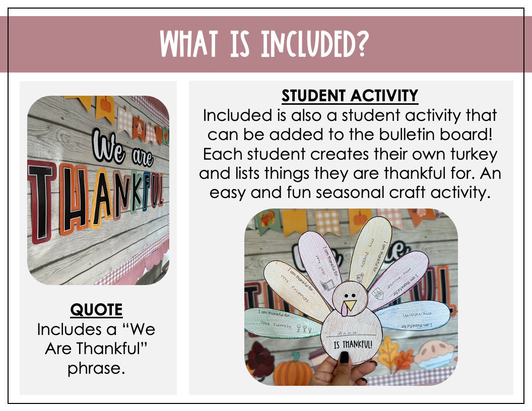 Thanksgiving Bulletin Board and Student Activity | November | Thankful ...