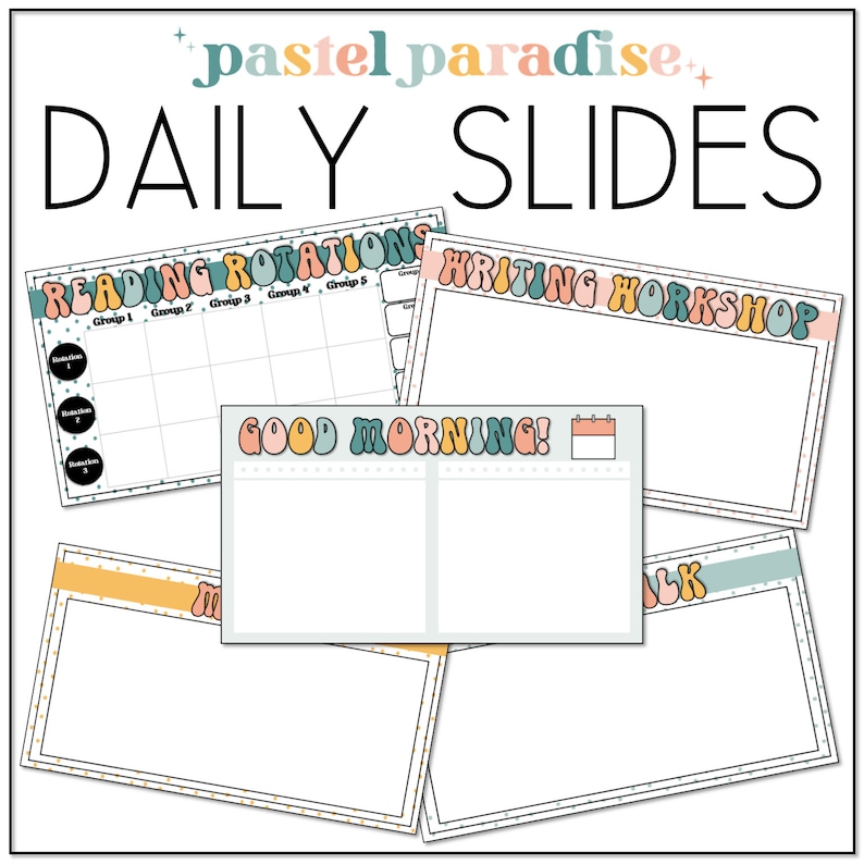 Pastel Paradise Editable Daily Slides | Reading and Math Rotations - Etsy