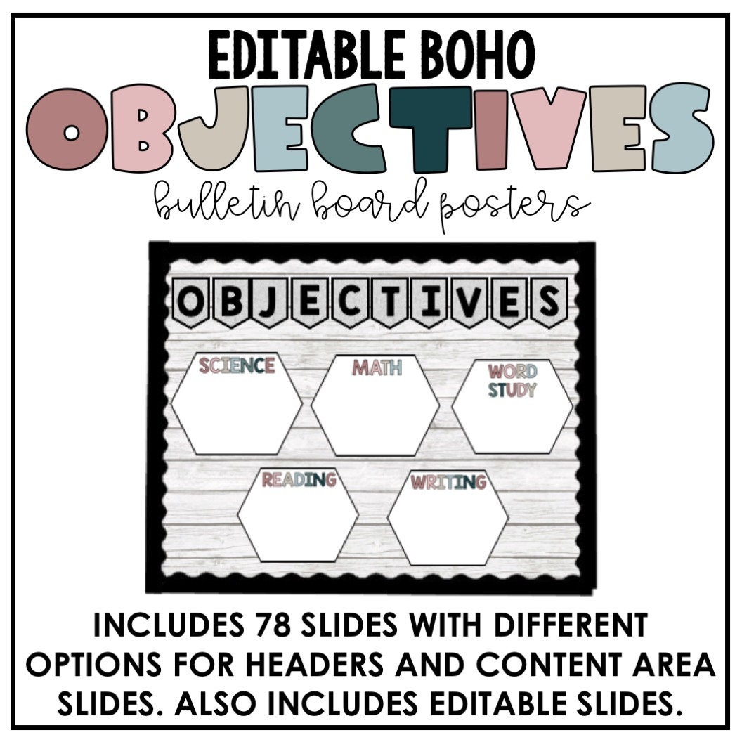 Editable BOHO Classroom Objective Board | Posters and Headers - Etsy