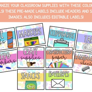 Editable Colorful Supply Bin Labels - Classroom Supplies - Etsy