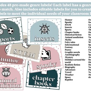 Editable Genre Labels | Classroom Library | Boho Bliss - Etsy