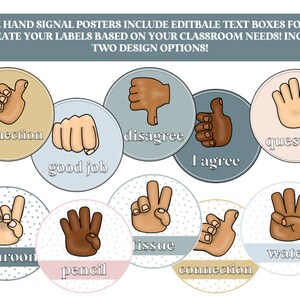 Editable Soft Boho Hand Signal Posters - Etsy
