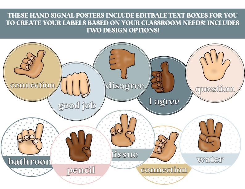 Editable Soft Boho Hand Signal Posters - Etsy