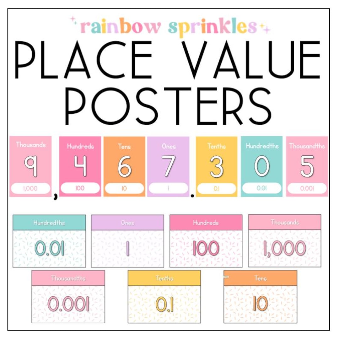 Rainbow Sprinklesplace Value Posters | Thousandths to Billion ...
