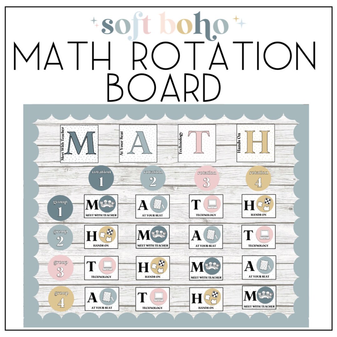 Soft Boho Math Rotation Board | Math Workshop | Math Centers - Etsy