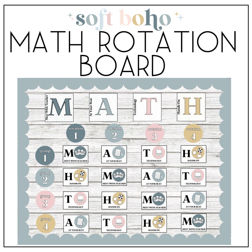Soft Boho Math Rotation Board | Math Workshop | Math Centers - Etsy
