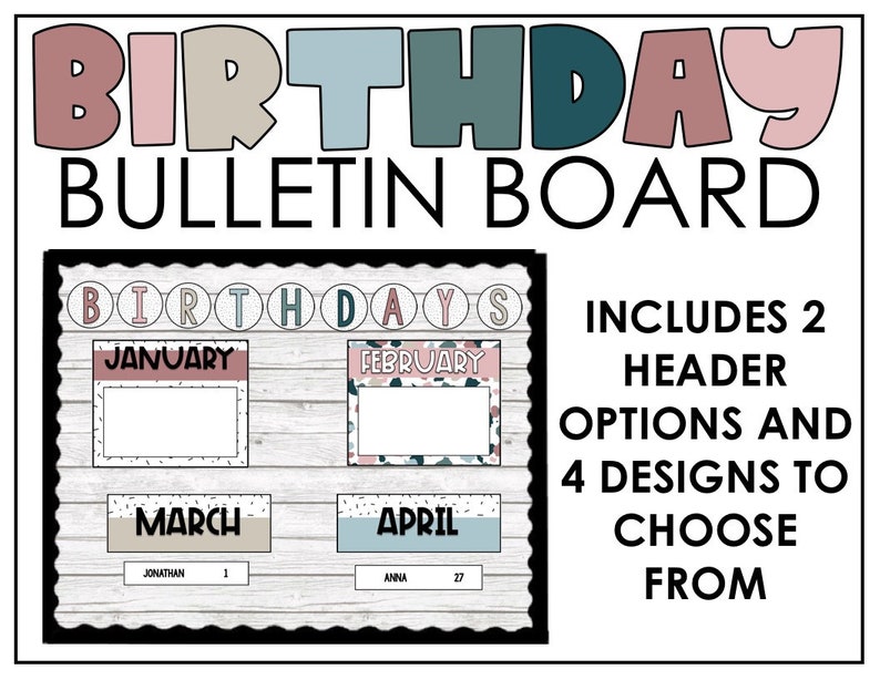 Editable Boho Birthday Bulletin Board - Etsy