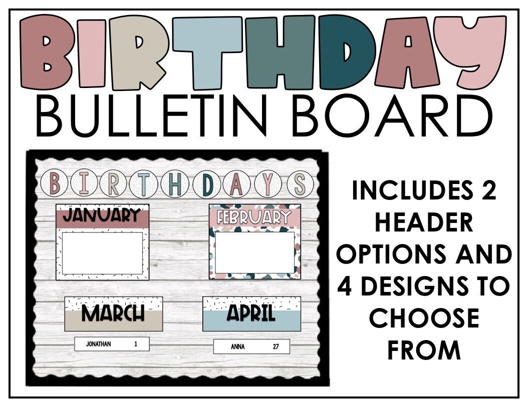Editable Boho Birthday Bulletin Board - Etsy