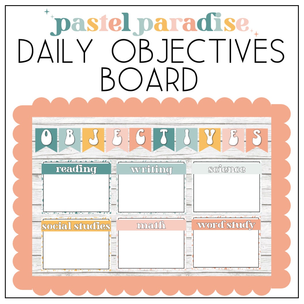 Editable Daily Objectives Board | Pastel Paradise - Etsy