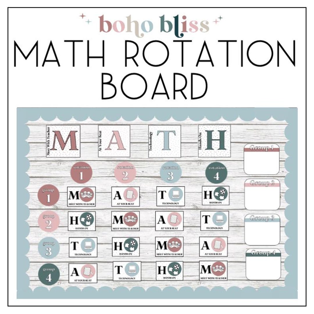 Boho Bliss Math Rotation Board | Math Workshop | Math Centers - Etsy