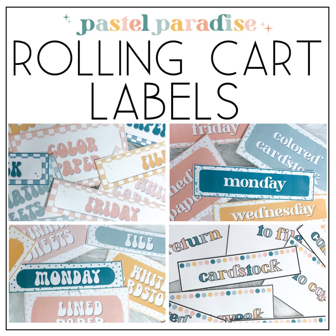 Editable Rolling Cart Labels | Sterilite 3 Drawer Labels | Pastel ...