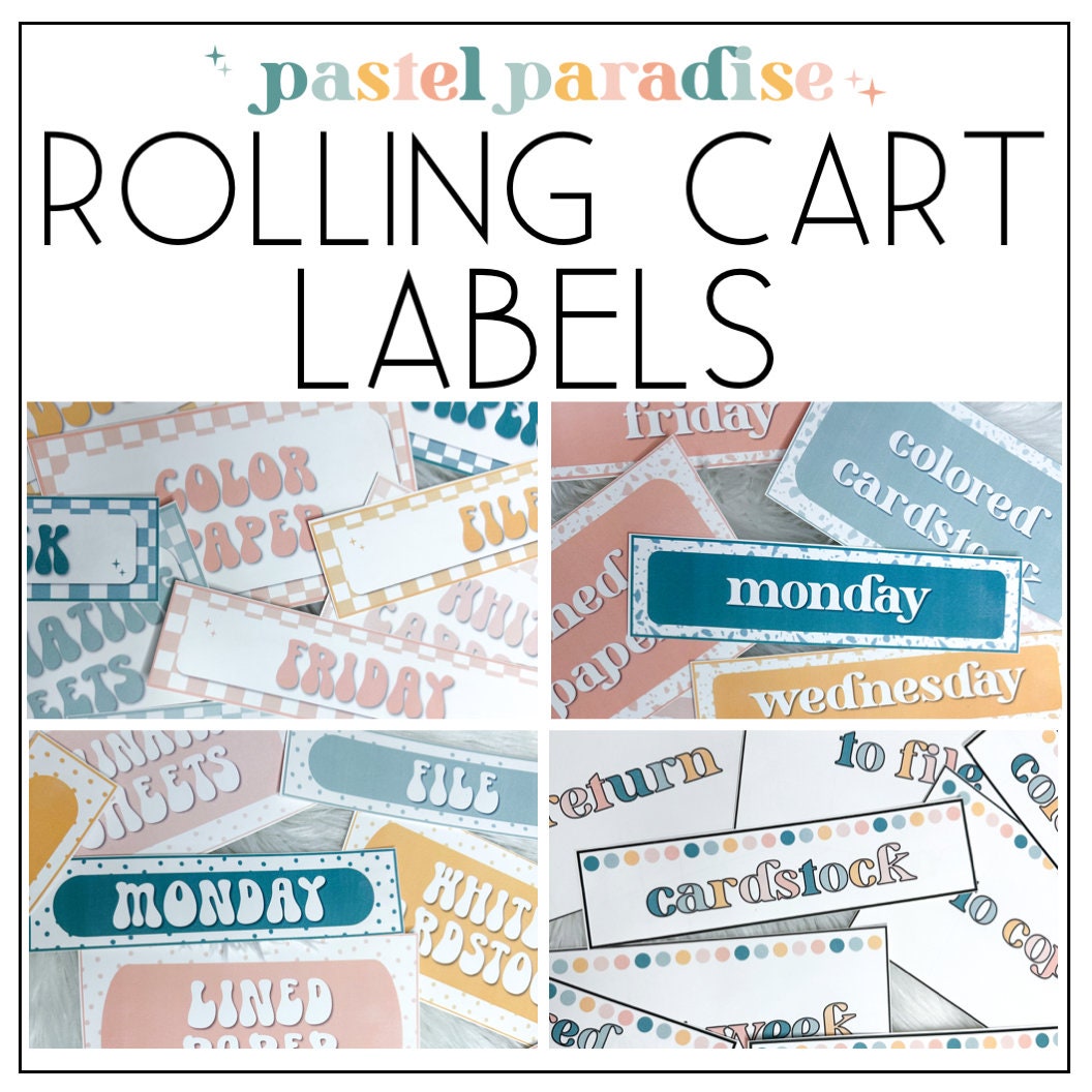 Editable Rolling Cart Labels | Sterilite 3 Drawer Labels | Pastel ...