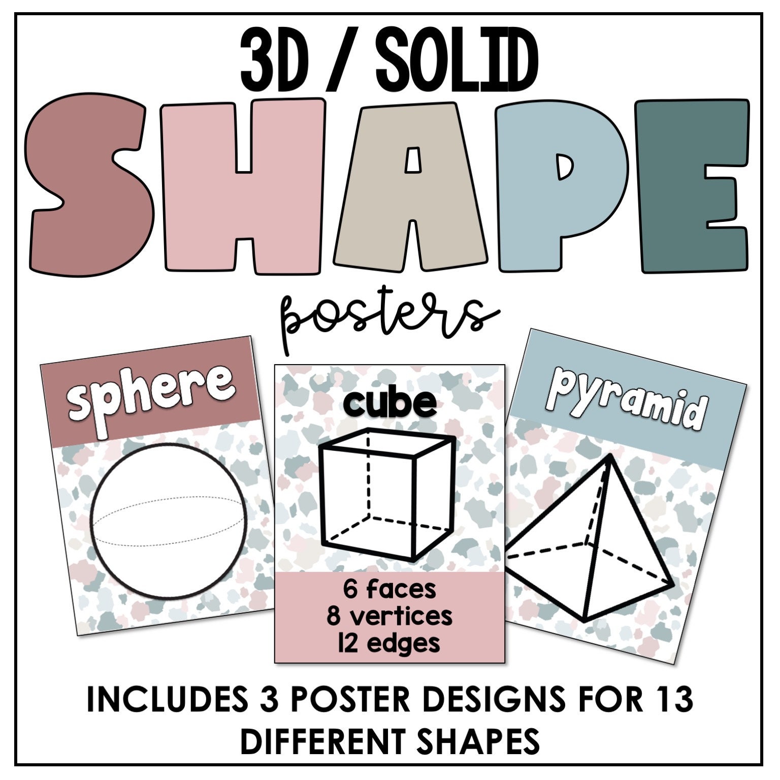 BOHO 3d/solid Shape Posters Shape Attributes - Etsy