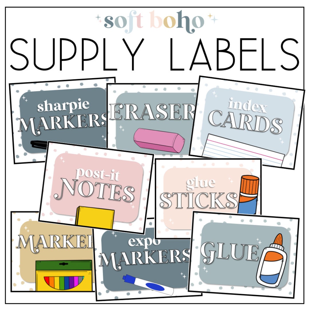 Editable Supply Bin Labels | Classroom Supplies | Soft Boho - Etsy