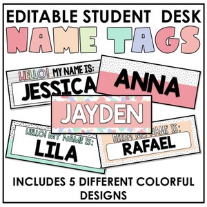 Bright Pastel Editable Desk Name Tags / Name Plates | Target Adhesive ...