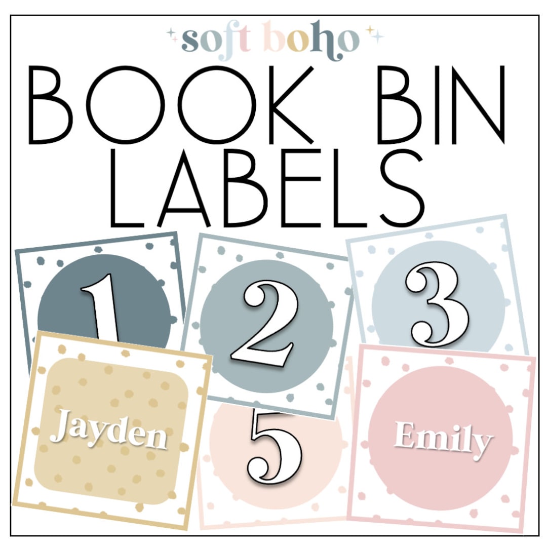 Editable Student Book Box Labels | 1-35 | Soft Boho - Etsy