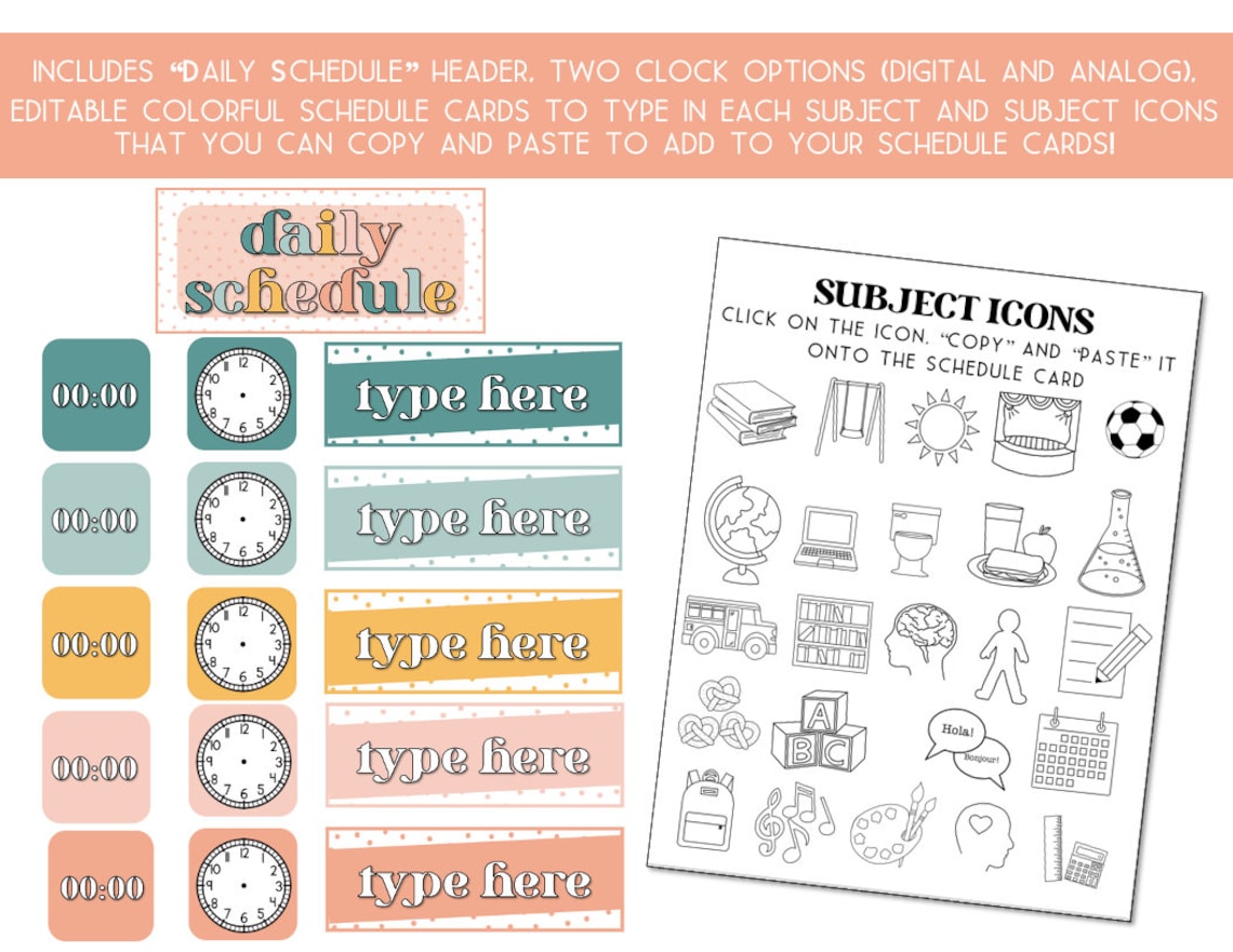 Editable Daily Classroom Schedule | Daily Agenda | Pastel Paradise - Etsy