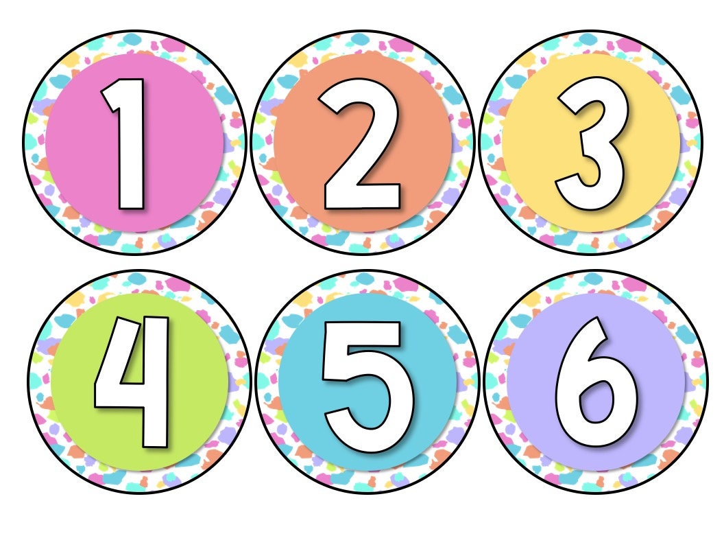 Colorful Circle Number Labels | 1-100 - Etsy