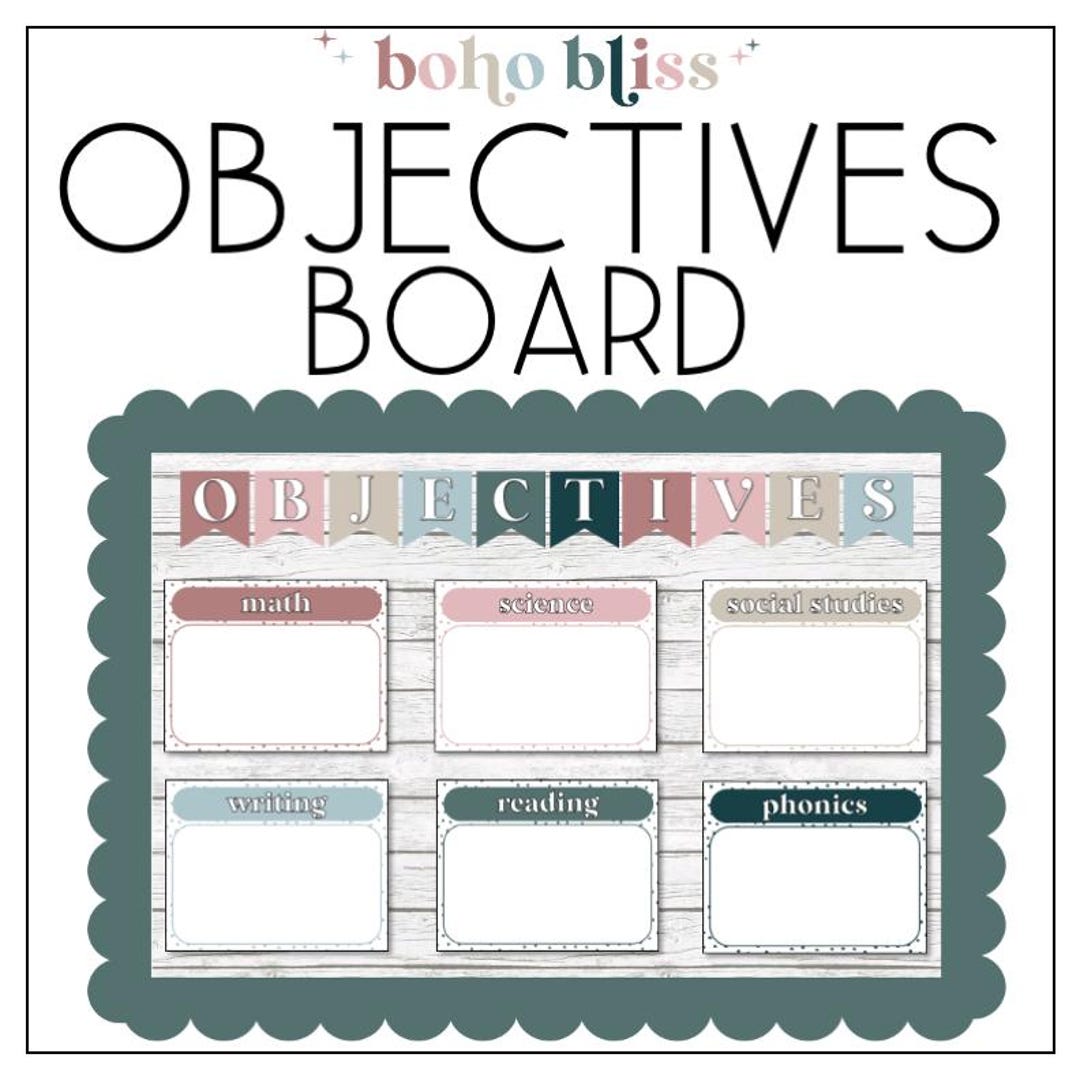 Editable Daily Objectives Board | Daily Objectives | Boho Bliss - Etsy