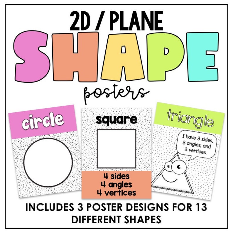 2D Shape / Plane Shape Posters Colorful - Etsy