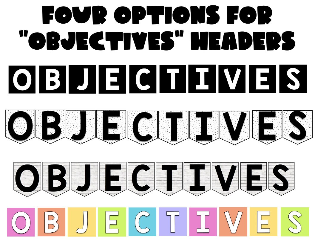 Editable Colorful Objective Board Posters and Headers - Etsy