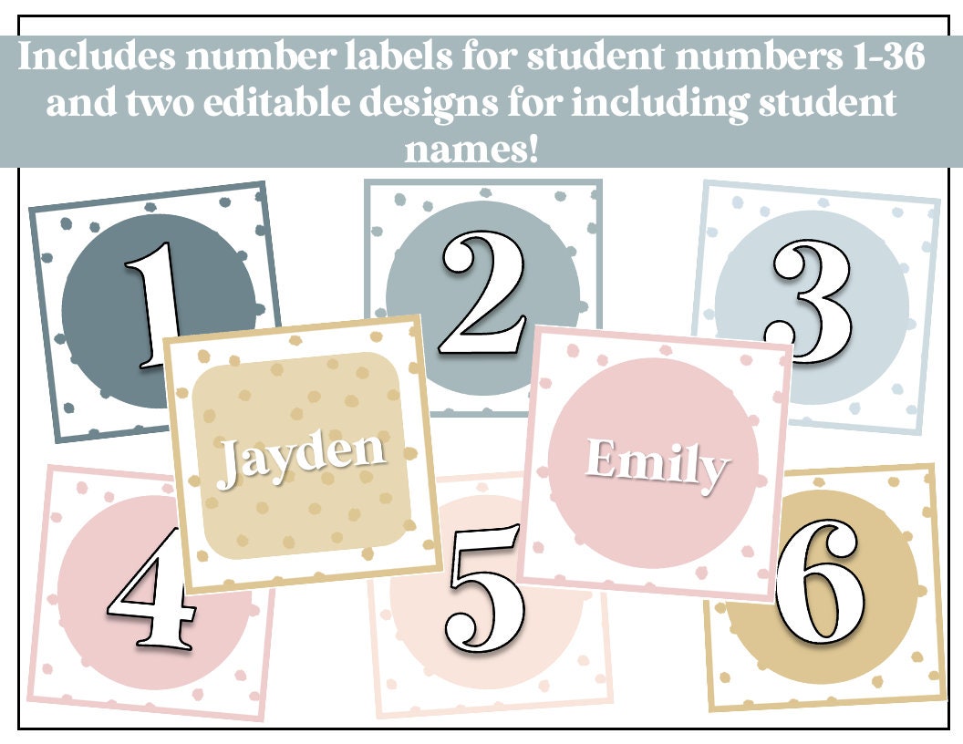 Editable Student Book Box Labels | 1-35 | Soft Boho - Etsy