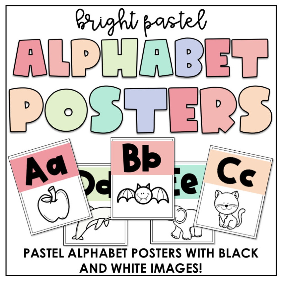 Bright Pastel Alphabet Posters and Alphabet Chart | Cursive | ASL - Etsy