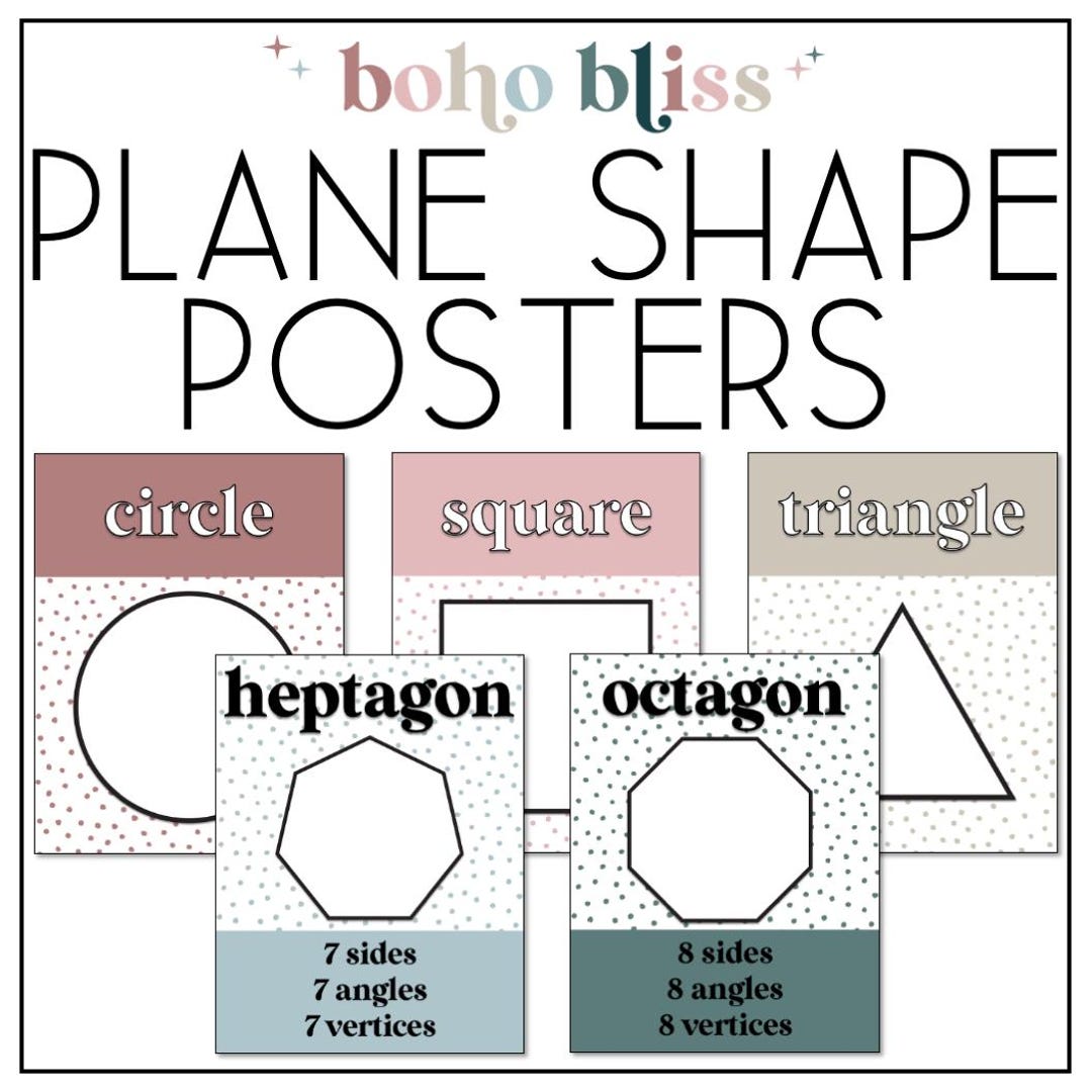 Boho Bliss 2D / Plane Shapes Posters | Shape Attributes - Etsy