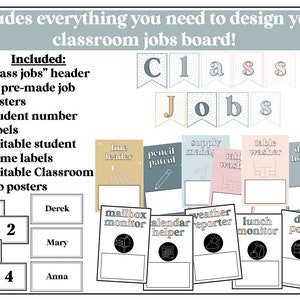 Editable Student Classroom Jobs Posters | Soft Boho | Class Helper ...