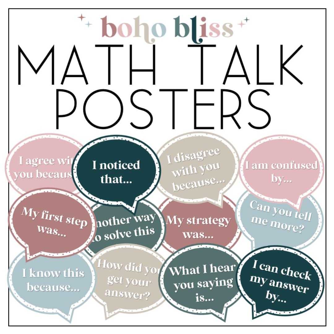 Boho Bliss Math Talk Posters | Sentence Stems | Number Talks - Etsy