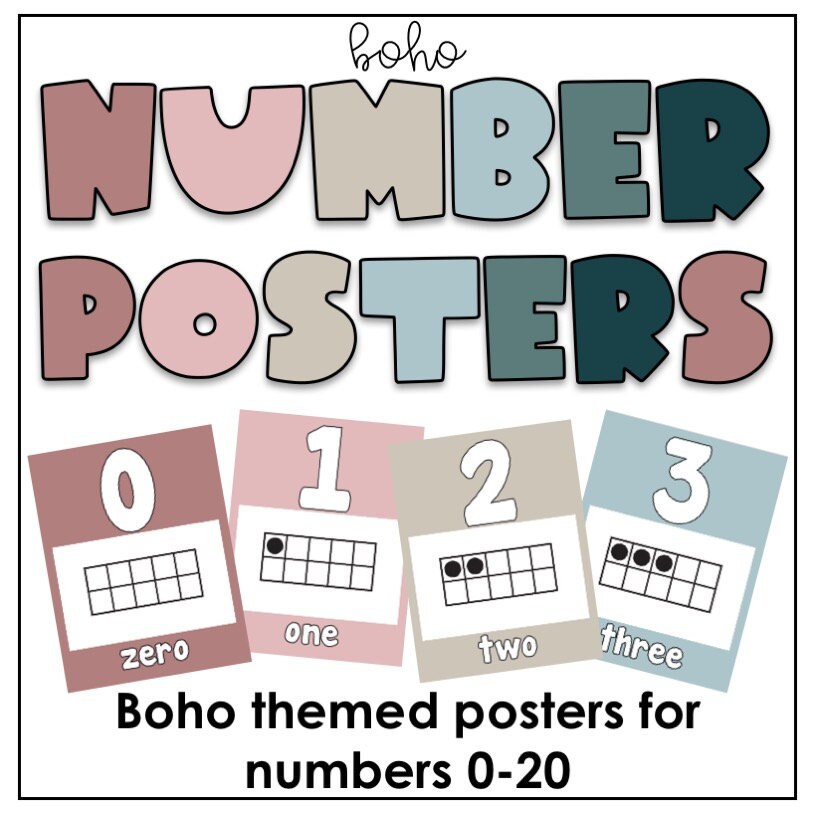 Boho Number Posters | 0-20 - Etsy