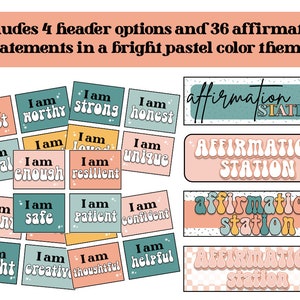 Pastel Affirmation Station Header and Cards | Pastel Paradise - Etsy
