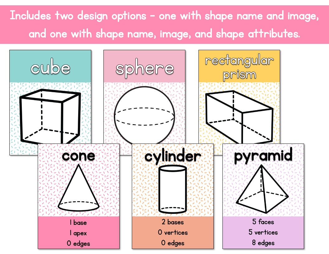 Rainbow Sprinkle 3D / Solid Shape Posters Shape Attributes - Etsy