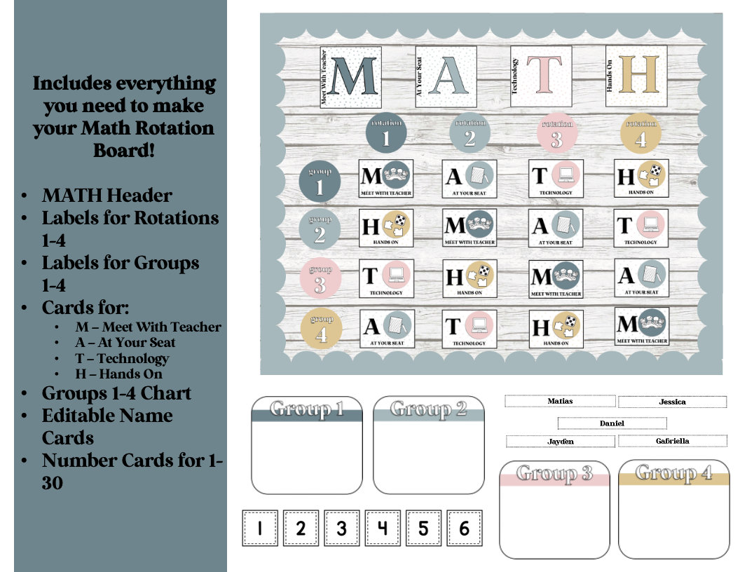 Soft Boho Math Rotation Board | Math Workshop | Math Centers - Etsy