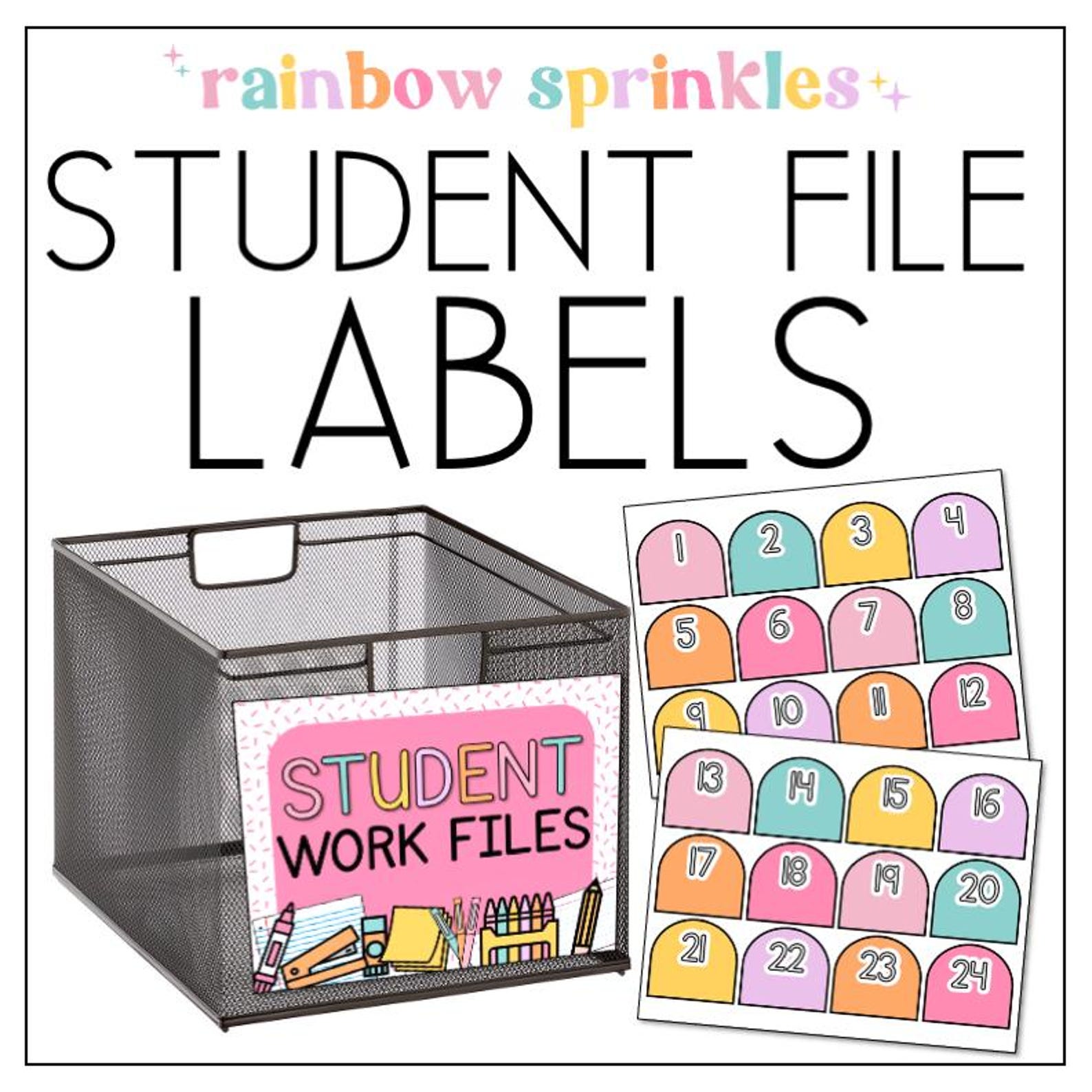 Rainbow Sprinkles Student File Labels | Back to School | Classroom ...