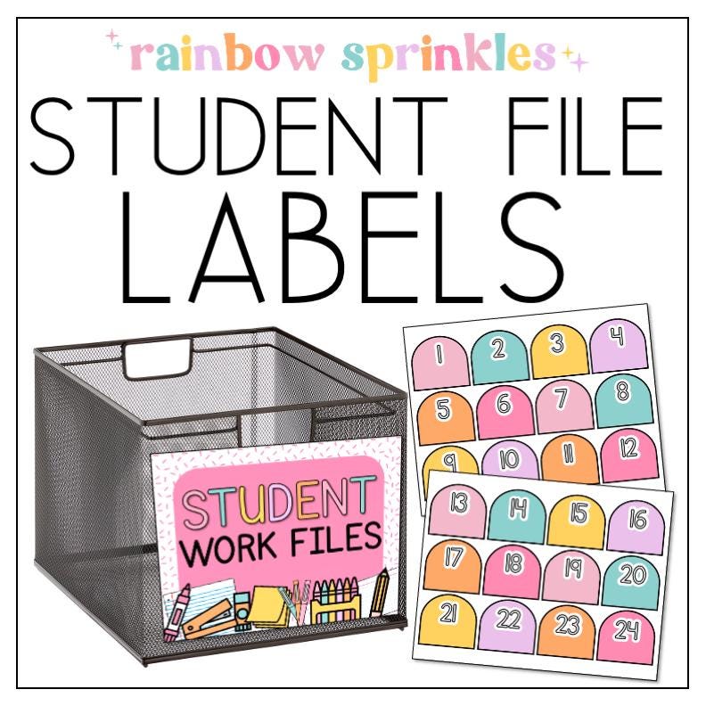 Rainbow Sprinkles Student File Labels | Back to School | Classroom ...