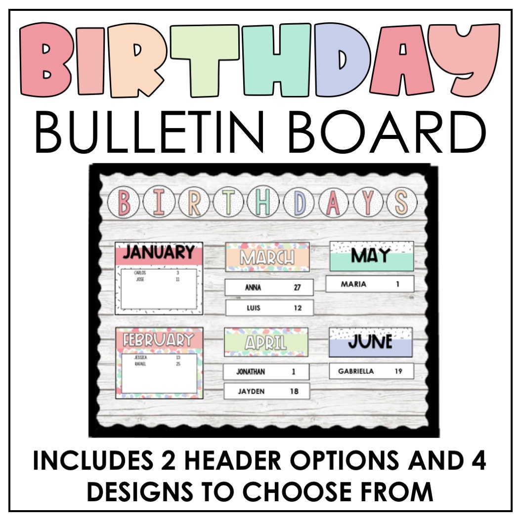 Pastel Editable Birthday Board Display | Bulletin Board Display | Happy ...