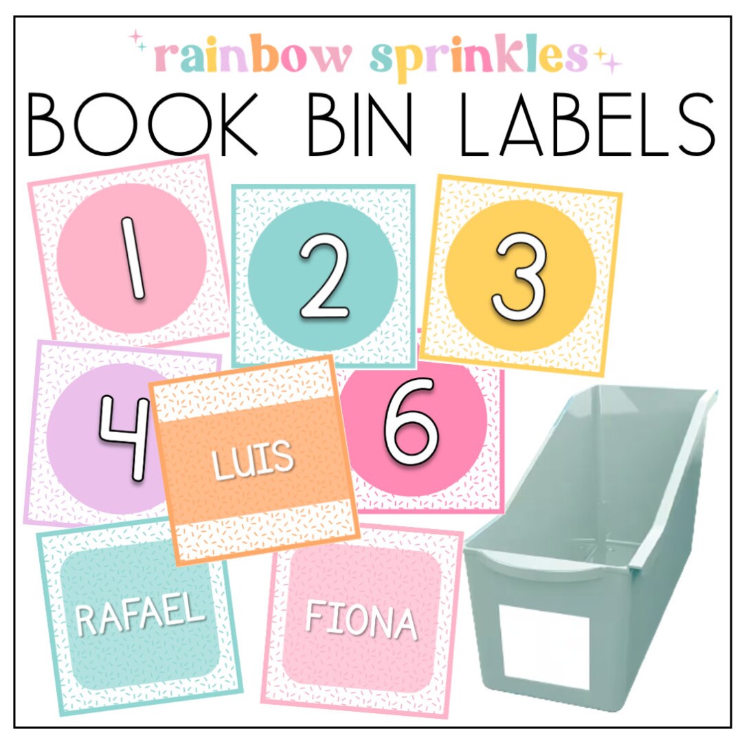 Editable Student Book Box Labels | 1-35 | Rainbow Sprinkles - Etsy