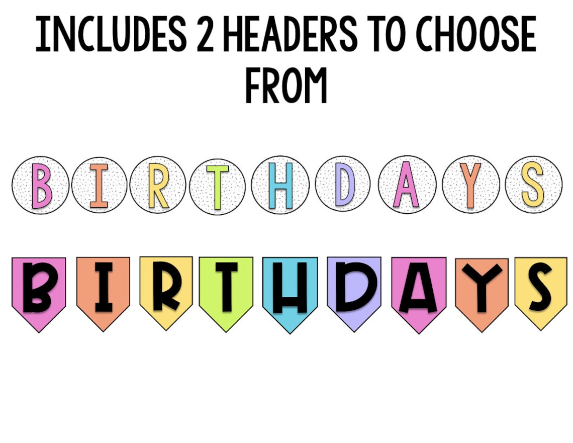 Editable Colorful Birthday Bulletin Board Display - Etsy