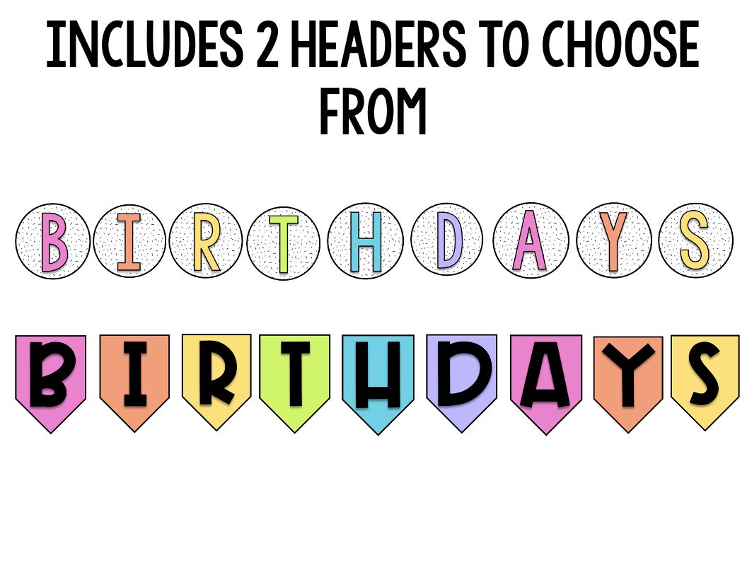 Editable Colorful Birthday Bulletin Board Display - Etsy