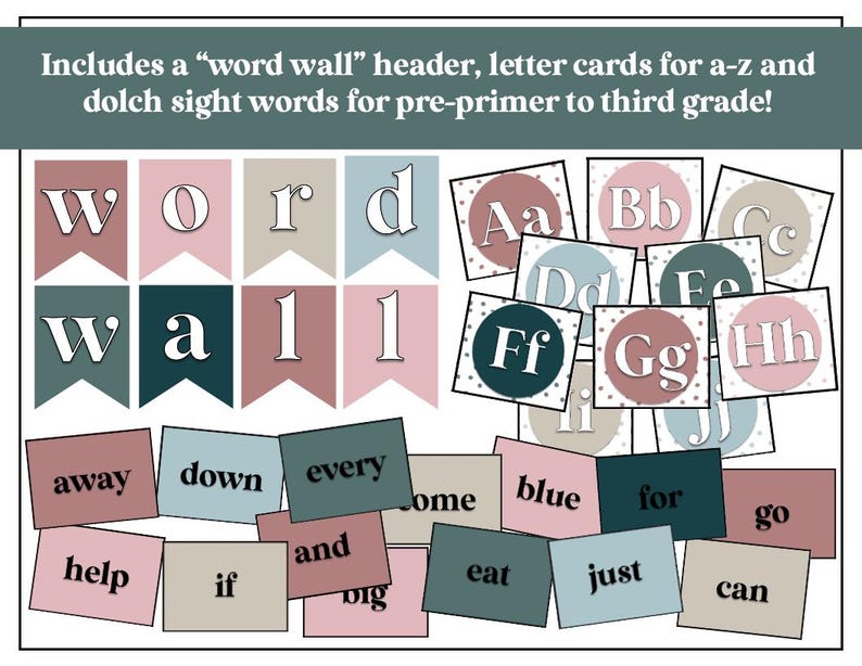 Editable Word Wall | Dolch Sight Words | Sight Words | Boho Bliss - Etsy