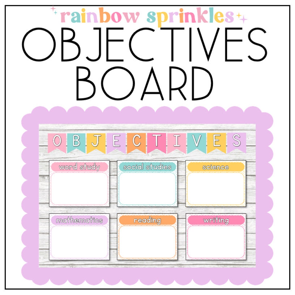 Editable Daily Objectives Board | Rainbow Sprinkles - Etsy