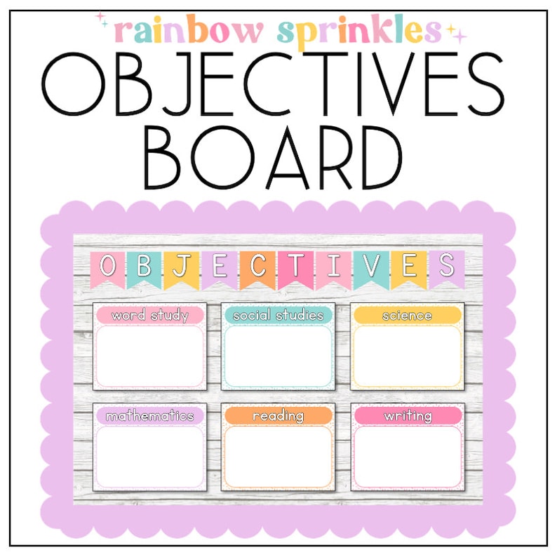 Editable Daily Objectives Board | Rainbow Sprinkles - Etsy