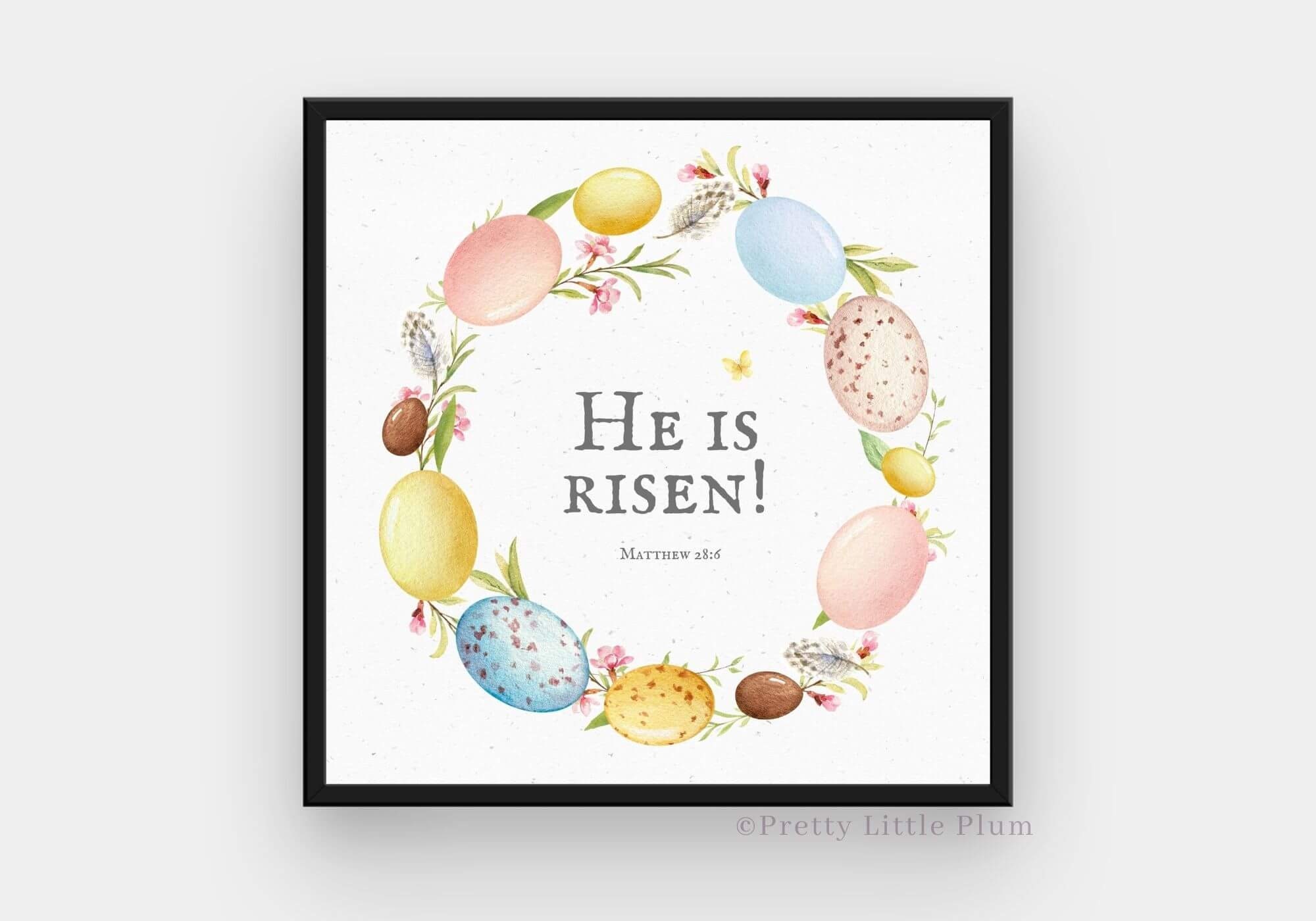 Bible Verse Easter Printable Wall Decor, Matthew 28:6 He is Risen ...